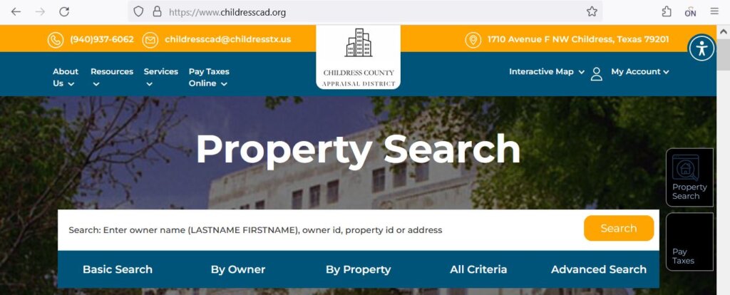 Childress County Appraisal District Find CAD and Tax