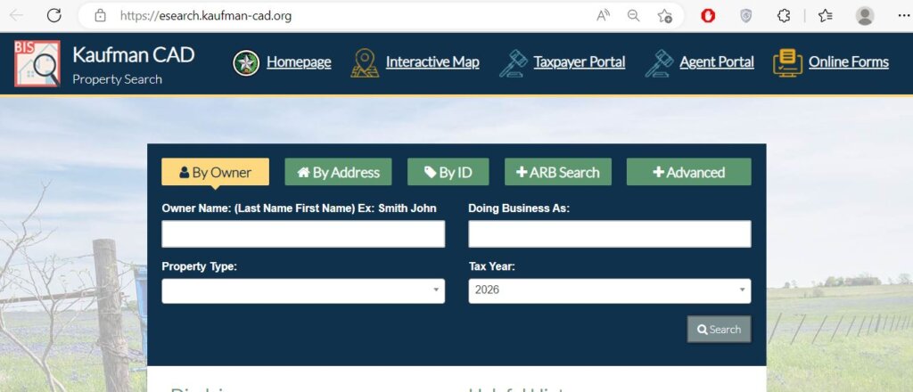 Kaufman County Appraisal District CAD Tax Info